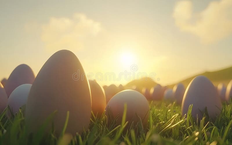 Pastel Easter Eggs Sunset Field Springtime Nature Sky Calm Warm Soft ...