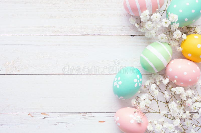 Easter Egg Side Border on a Light Wood Banner Background Stock Photo ...