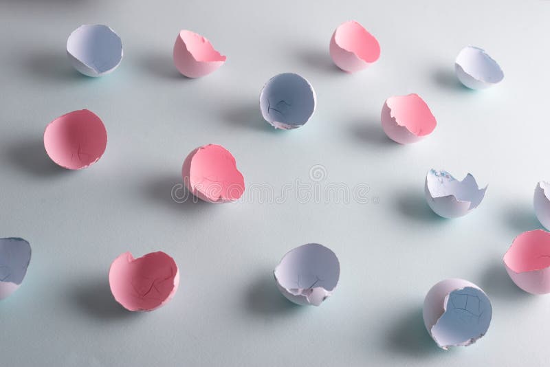 Pastel Easter Painted Eggshell in Pink-blue Color. Minimalistic Easter ...