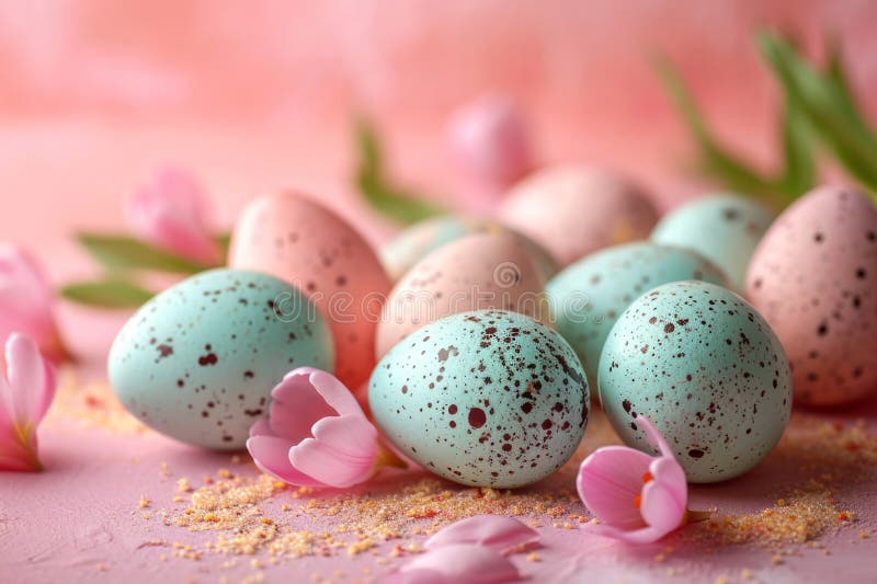 Pastel Egg Paradise: Easter Joy with Ample Copy Space Stock Photo ...