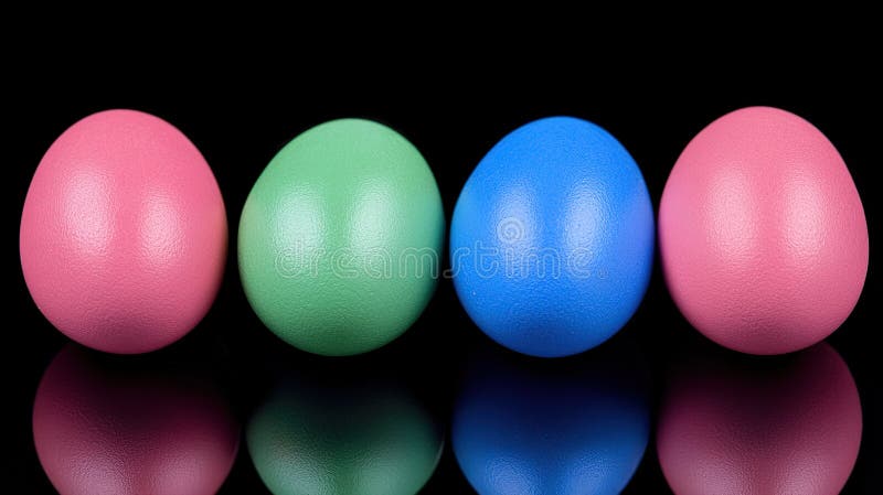 Pastel Eggs Row Black Background Reflection Easter Stock Photos - Free ...