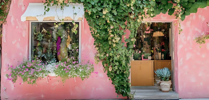 Pastel Elegance: Charming Office Building with Whimsical Green Wall ...