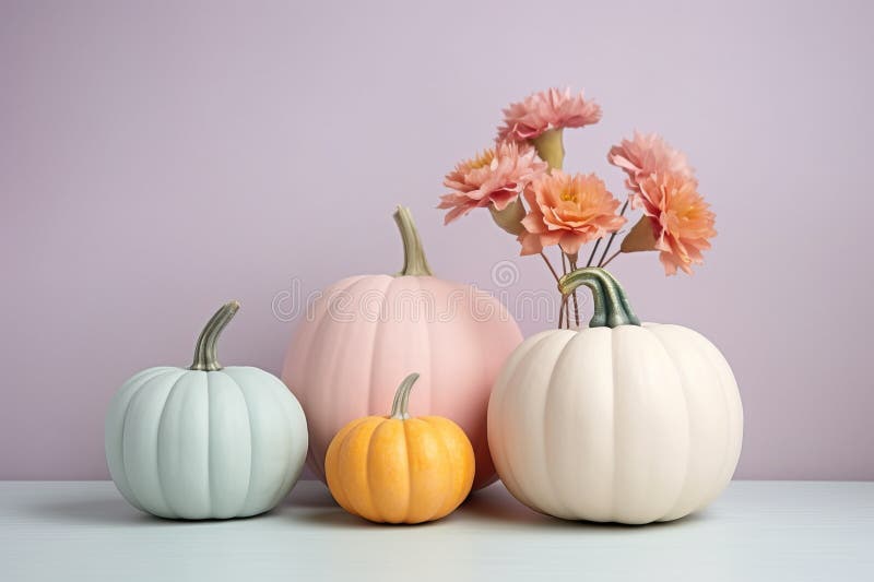 Pastel Elegance: Minimal Pastel Pumpkins Stock Illustration ...