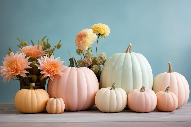 Pastel Elegance: Minimal Pastel Pumpkins Stock Illustration ...