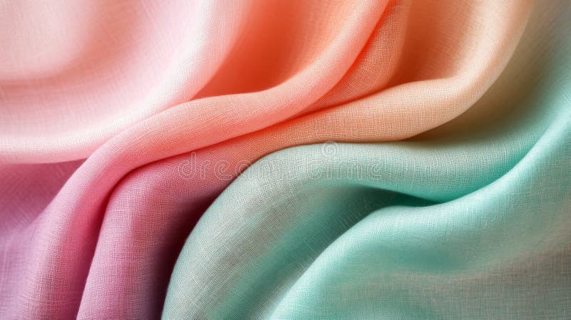 Pastel Fabric Draped in Soft Color Gradient Stock Illustration - Illustration of aqua, waves ...