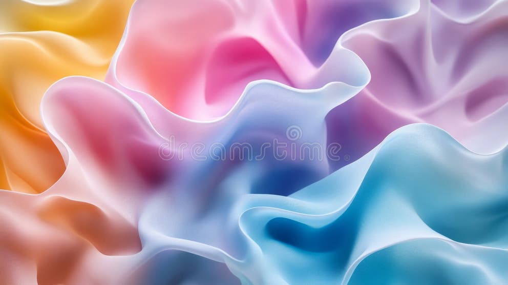 Pastel Fabric Draped in Soft Waves of Color Stock Illustration - Illustration of beauty ...