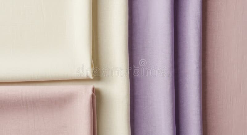 Pastel Fabric Swatches: Cream, Pink, and Lavender Textures Stock ...