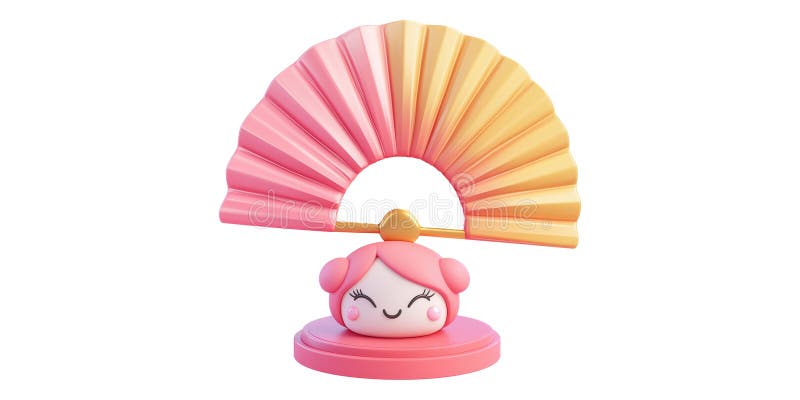 Pastel Fan with Heart Shape Stand Isolated on Transparent Background ...