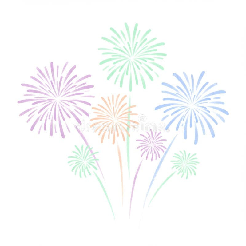 Pastel Fireworks Celebration Design Stock Illustration - Illustration ...