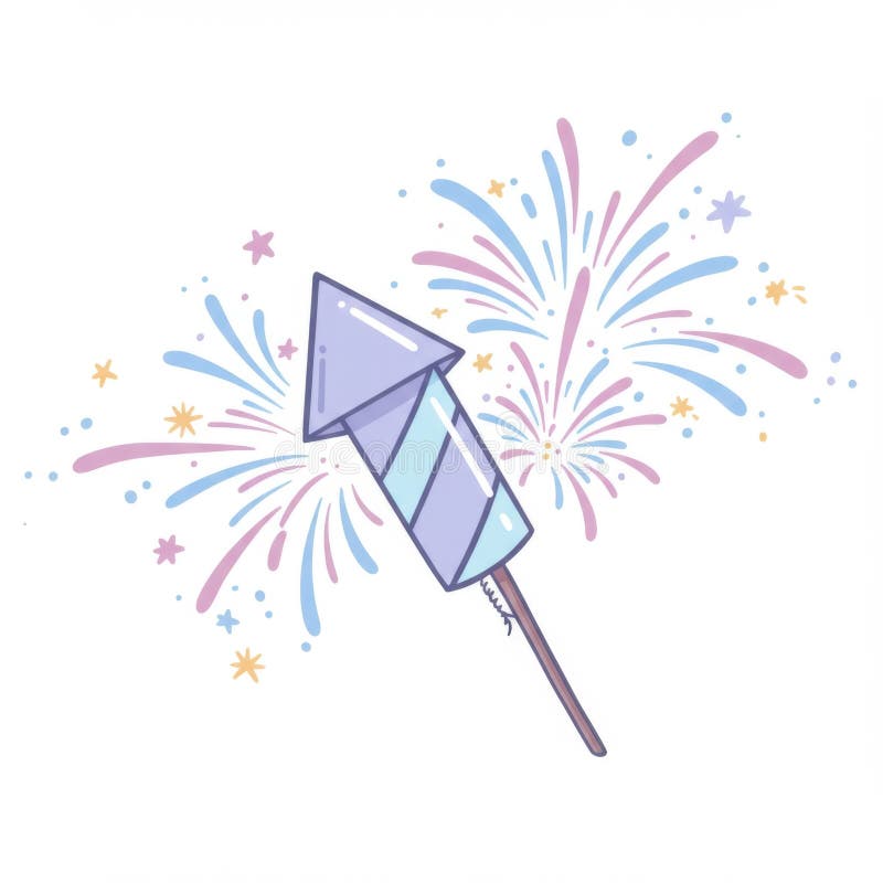 Pastel Fireworks Rocket Illustration Stock Illustration - Illustration ...
