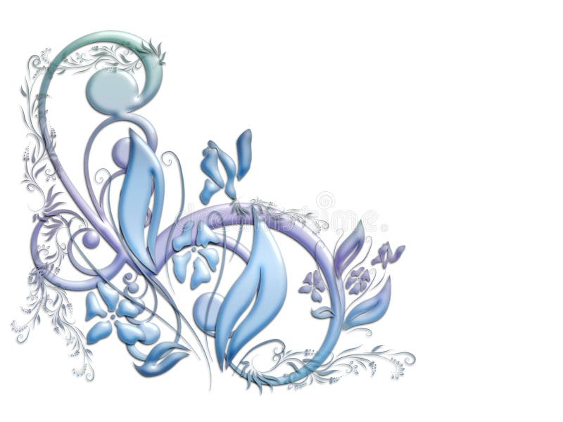 Artistic Scroll Blue Floral Design Stock Vector - Illustration of decor ...