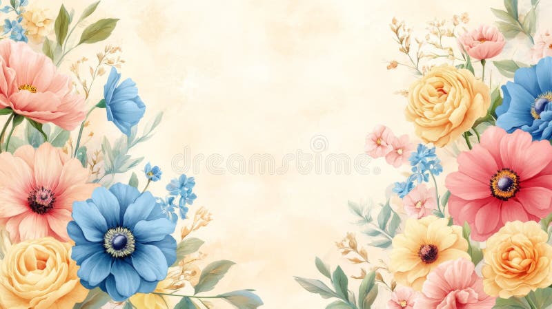 Pastel Floral Border Design with Soft Hues Stock Illustration ...