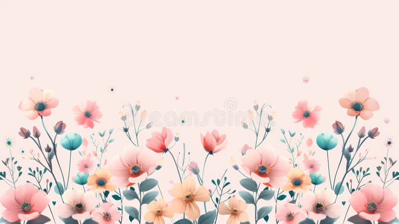 Pastel Floral Border Illustration Stock Illustration - Illustration of ...