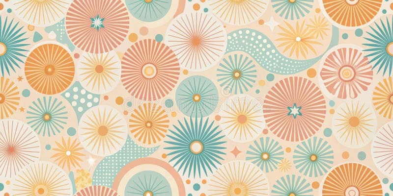 Pastel Floral Circle Burst Pattern Design Featuring an Array of ...