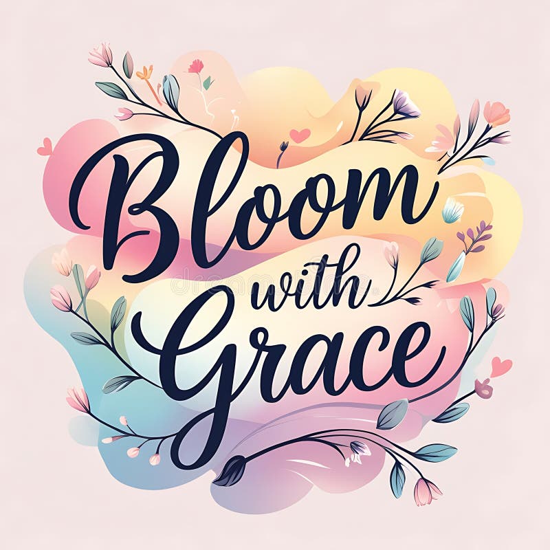 Bloom with Grace Floral Design Inspirational Art Stock Illustration ...