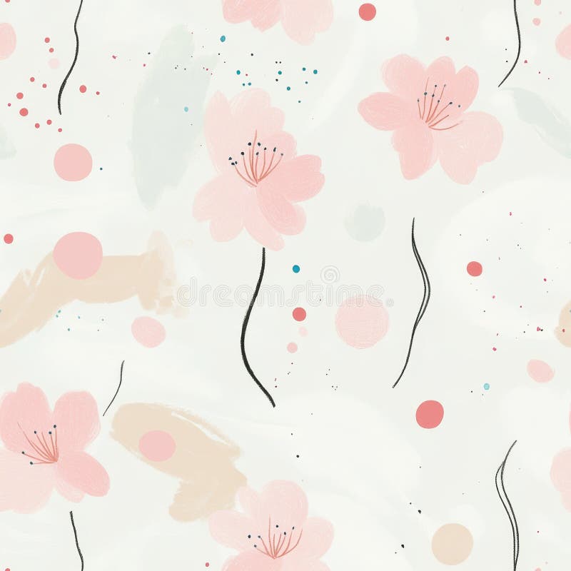 Pastel Floral Pattern with Abstract Shapes for Spring Design Stock ...
