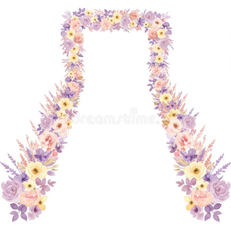 Pastel Floral Wedding Arch Decoration Stock Illustration - Illustration ...