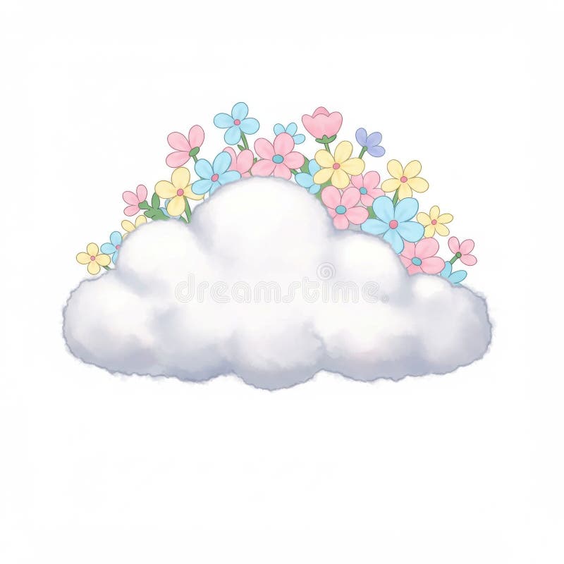 Pastel Flower Cloud Illustration Stock Illustration - Illustration of ...