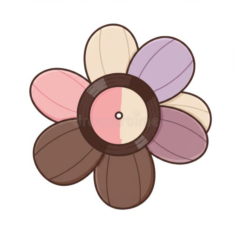 Pastel Flower Design with Vinyl Record Center Stock Illustration ...