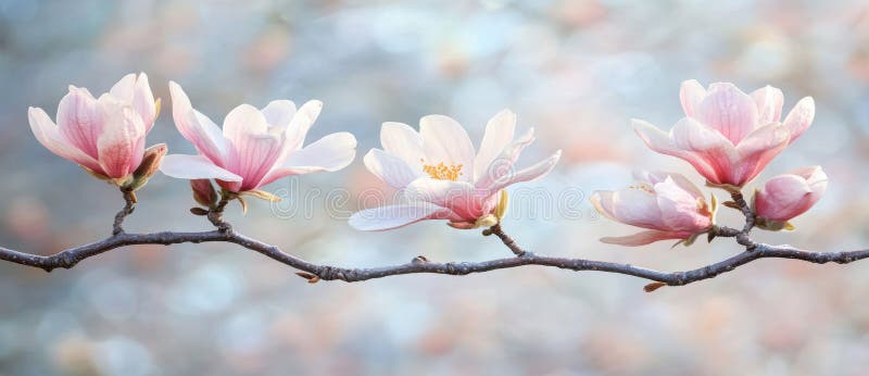 Pastel Flowers in Bloom are Set Against a Soft Focus Backdrop of an ...