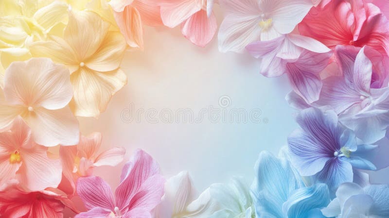 Pastel Flowers Create a Rainbow Border Frame Stock Illustration ...