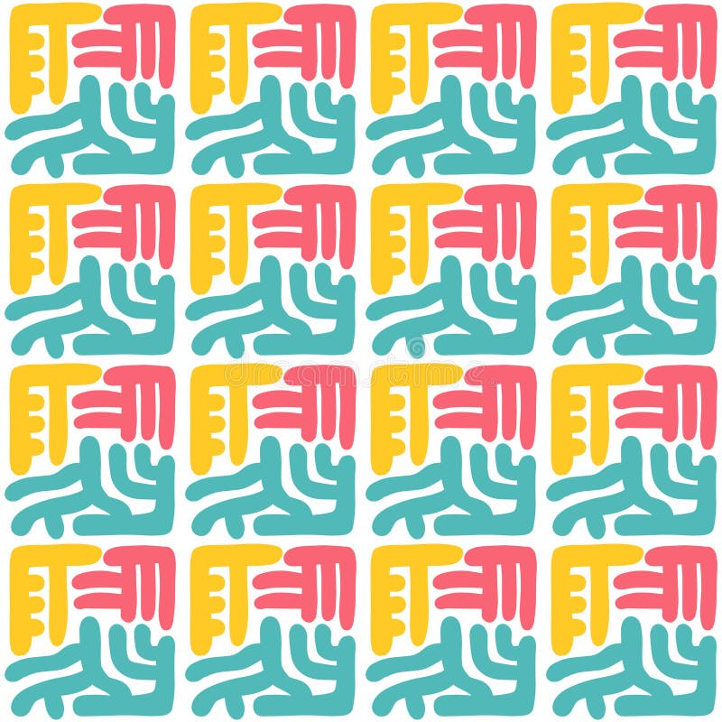 Pastel Forms Hand Drawn Seamless Pattern in Cartoon Doodle Style Stock ...