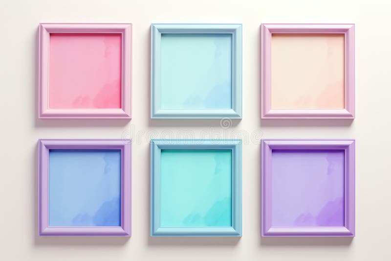 Pastel Frames Gallery Wall Mockup. Generative AI Stock Image - Image of ...