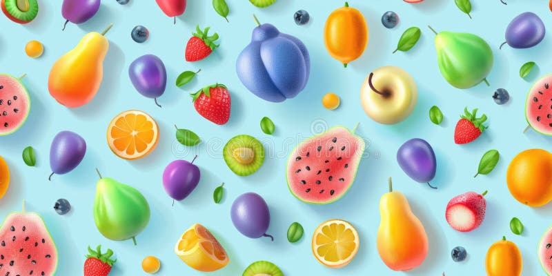 Pastel Fruits Pattern on Transparent Background Stock Illustration ...