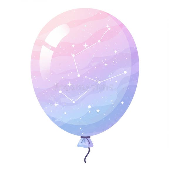 Pastel Galaxy Balloon with Constellation Design Stock Illustration ...