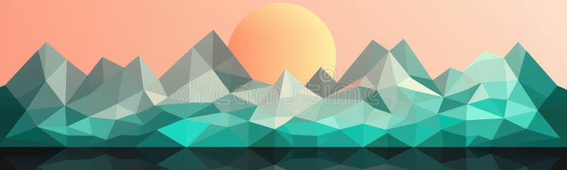 Pastel Geometric Mountains and Beach Sunset Wallpaper. Perfect for Web ...