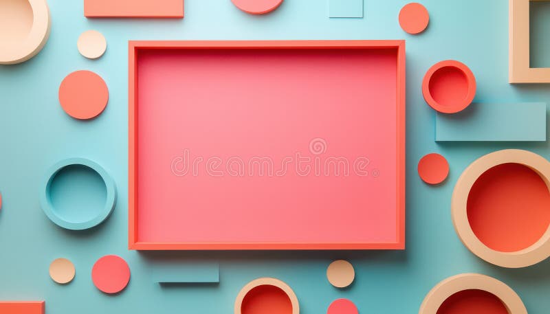 Pastel Geometric Shapes and Blank Rectangle Create Vibrant Layout Stock ...