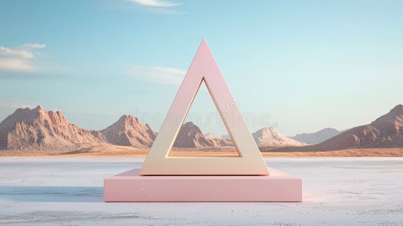 A Pastel Geometric Triangle Structure Against a Serene Landscape and ...