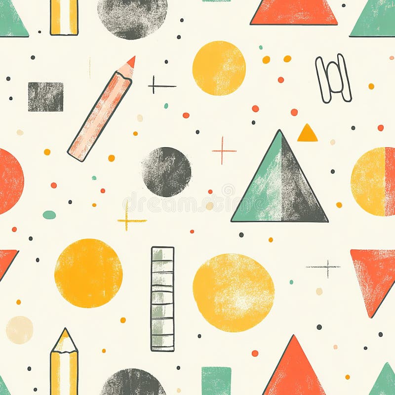 Pastel Geometry: Seamless Stationery Pattern Stock Illustration ...