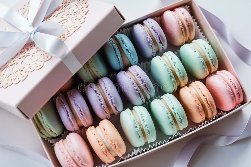 A Pastel Gift Box, Showcasing a Top View Filled with an Assortment of ...