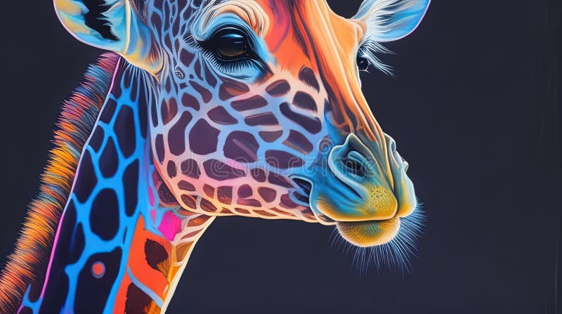Pastel Giraffe on Dark Background Stock Illustration - Illustration of ...
