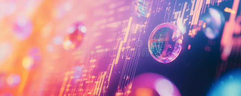 Pastel Gradient Background with Floating Data Elements in a Vibrant ...