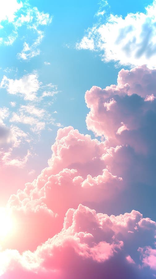 Pastel Gradient Background with Soft Clouds and Bright Light Creating a ...