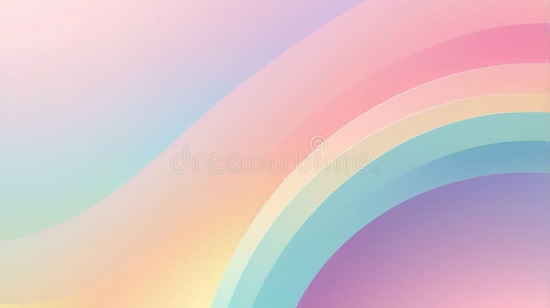Pastel Gradient Background with Soft Flowing Lines and a Rainbow Arc on ...