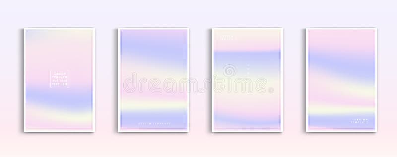 Pastel Gradient Backgrounds Vector Set. Soft Tender Pink, Purple, Yellow and Orange Colours ...