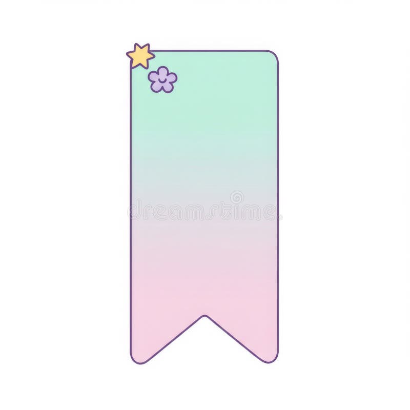 Pastel Gradient Bookmark with Flower and Star Stock Illustration ...