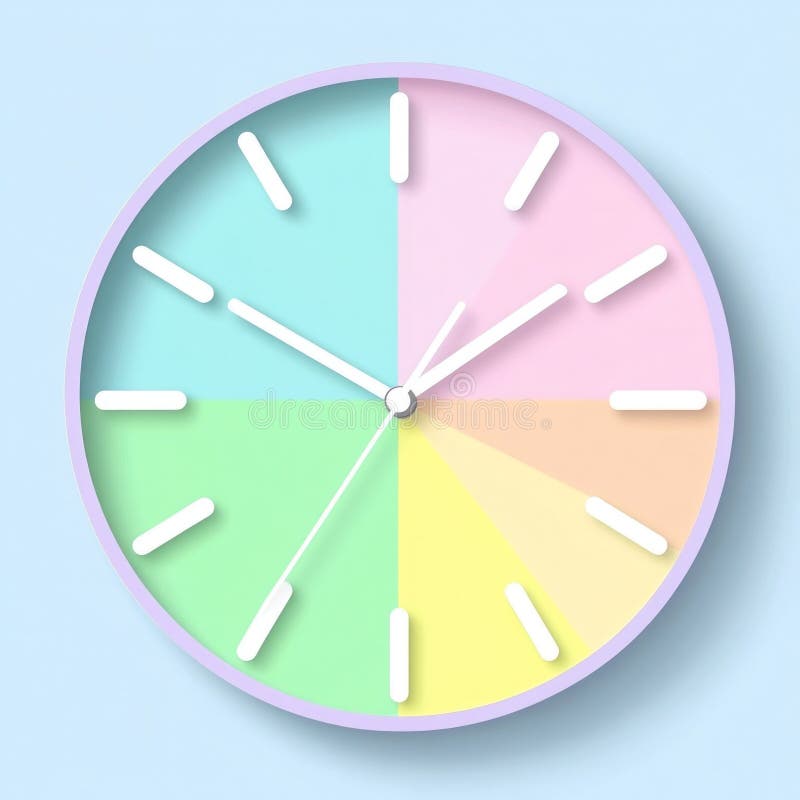 Pastel Gradient Clock with Minimal Design Stock Image - Image of ...