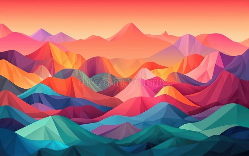 Pastel Gradient Geometric Mountains with Sun Wallpaper. Perfect for ...