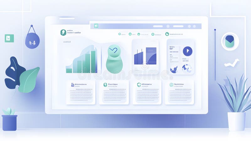 Pastel Green and Blue Data Dashboard Interface Stock Illustration ...