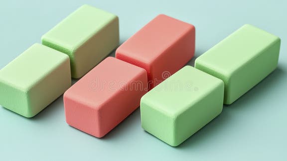 Pastel Green and Coral Rectangular Blocks Pattern on Light Blue ...