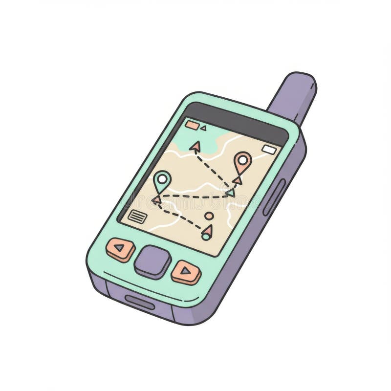 Pastel Green GPS Device with Isometric Map Illustration Stock ...
