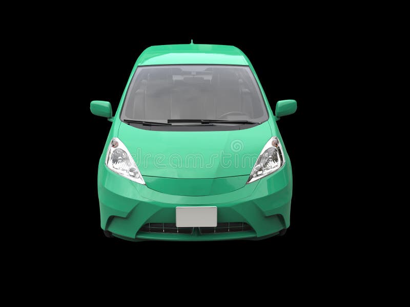 Compact Green Car Front View Stock Illustration - Illustration of shine ...