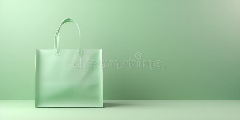 Pastel Green Shopping Bag Nature Green Leaf Ai Generative Stock ...