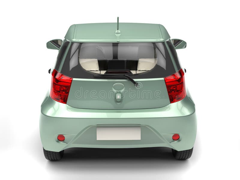 Pastel Green Small Urban Compact Car - Tail View Stock Illustration ...
