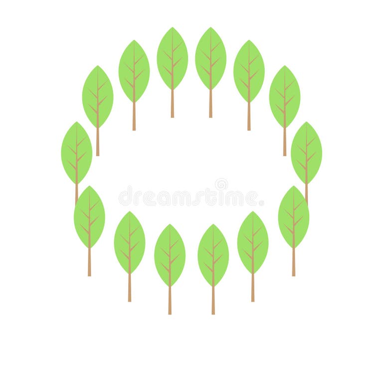 Pastel Green and White Young Thin Trees Circle Frame, Spring ...