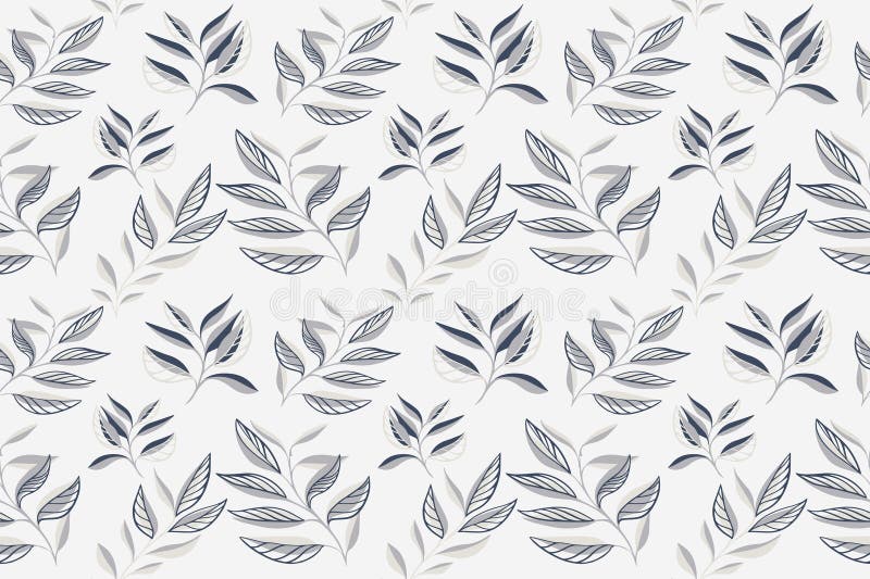 Pastel Grey Pattern with Tropical Floral Stems. Creative Abstract Shape ...